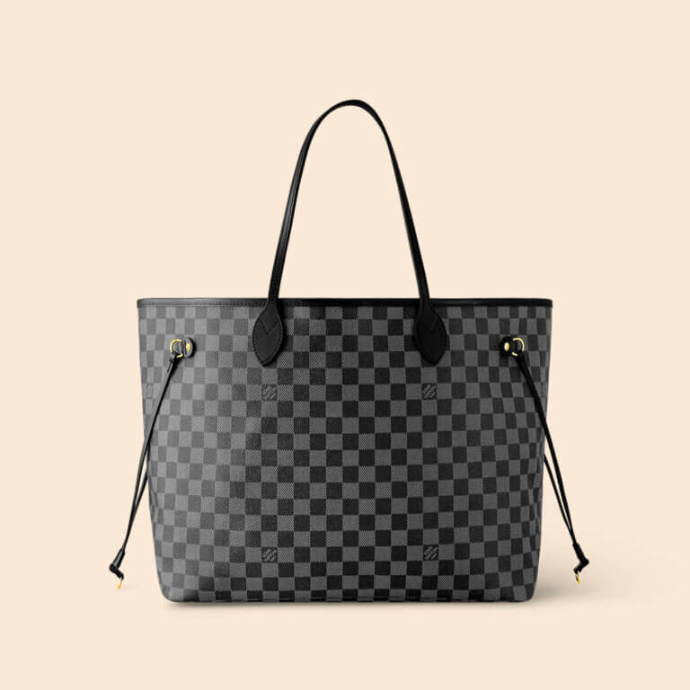 LV Neverfull MM Damier Graphite - Black Leather Women's Handbag - GOTA ...