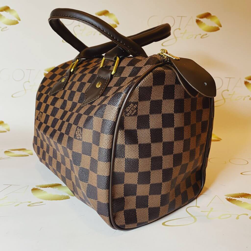 LV Speedy Brown Checker Hand Bag - Leather Women's Medium Purse - GOTA ...