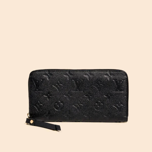 LV Clemence Black Embossed Women's Wallet - Black Leather & Gold ...