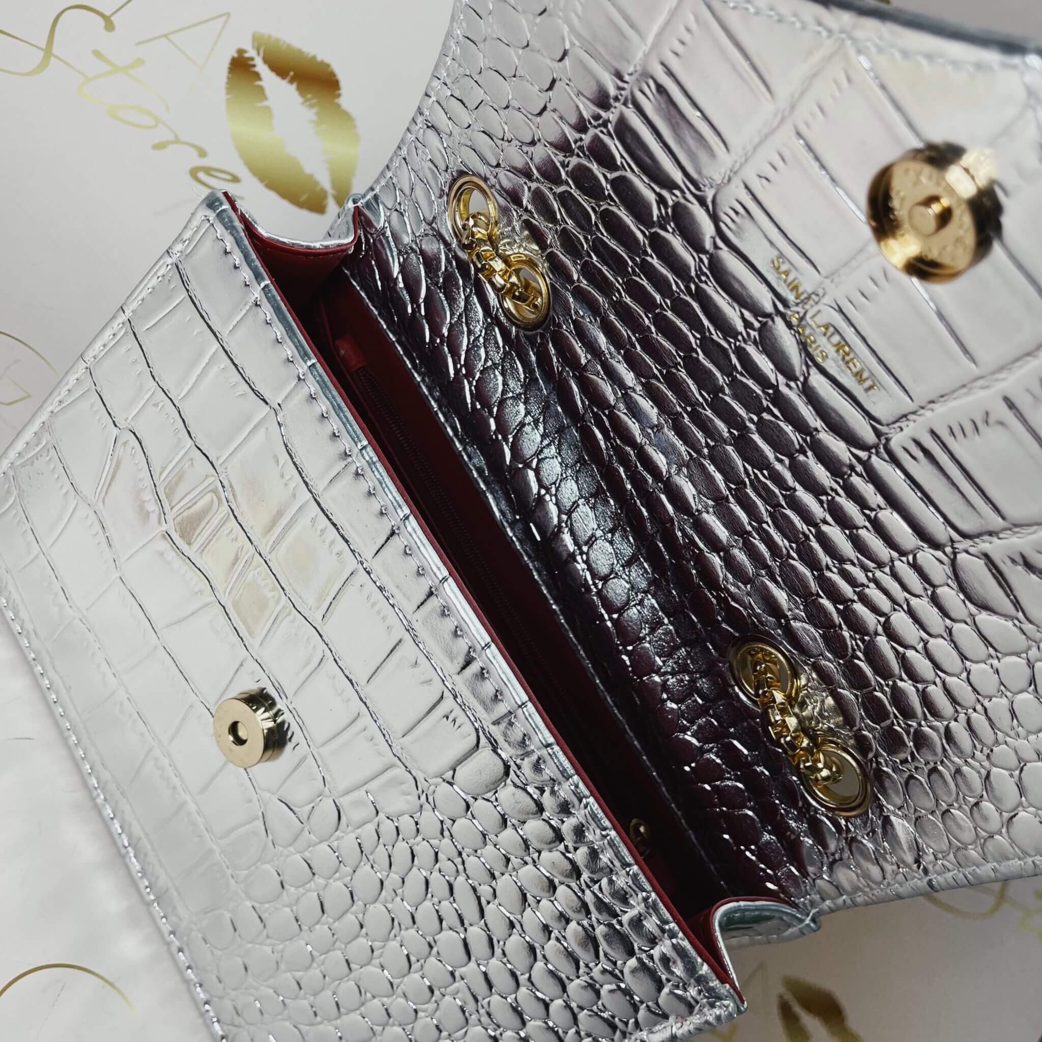 YSL LouLou Quilted Purse – Silver Leather & Gold Hardware Women’s ...