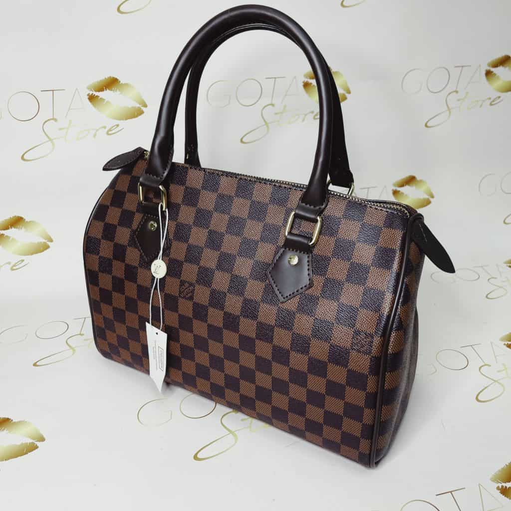 LV Speedy Brown Checker Hand Bag - Leather Women's Medium Purse - GOTA ...