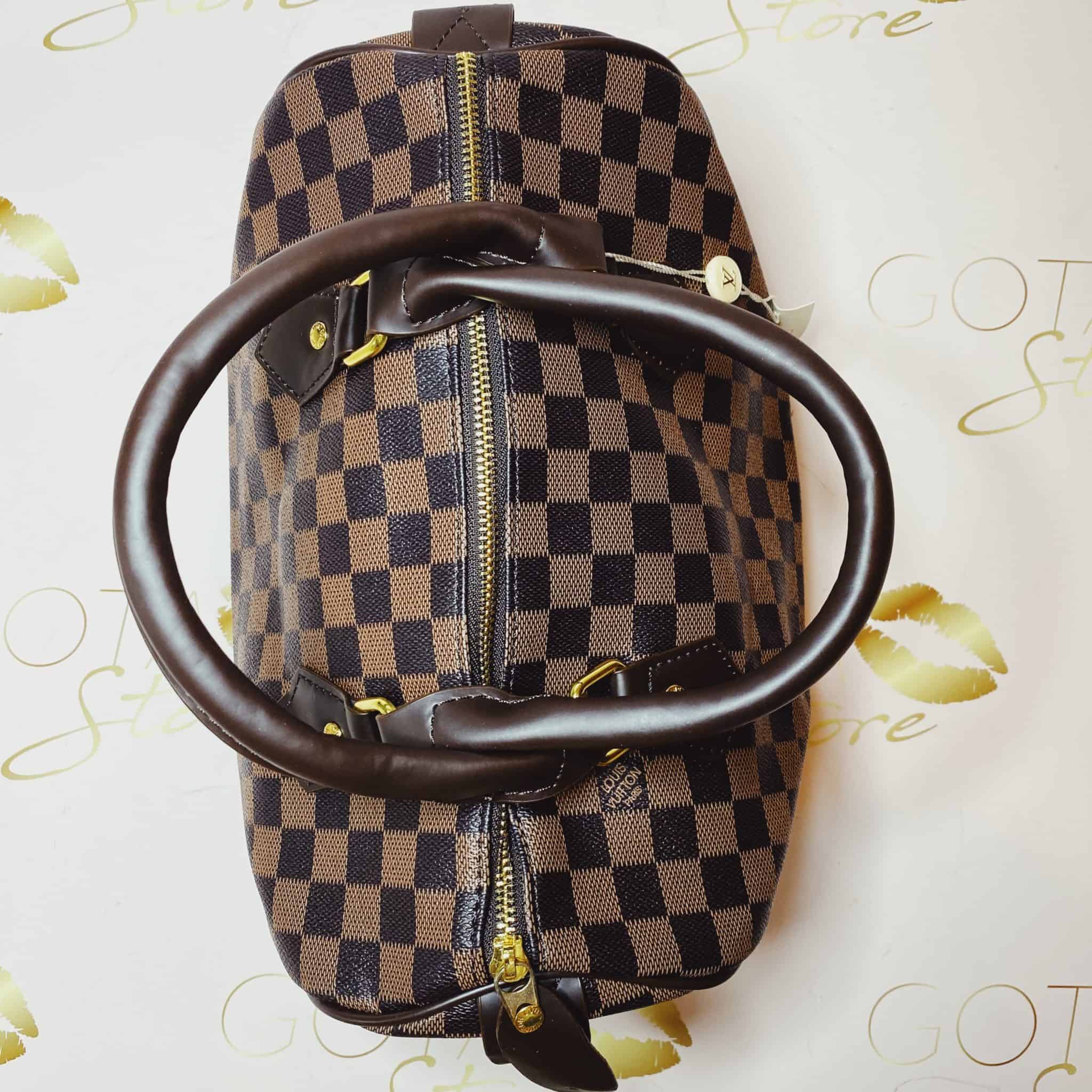 LV Speedy Brown Checker Hand Bag - Leather Women's Medium Purse - GOTA ...