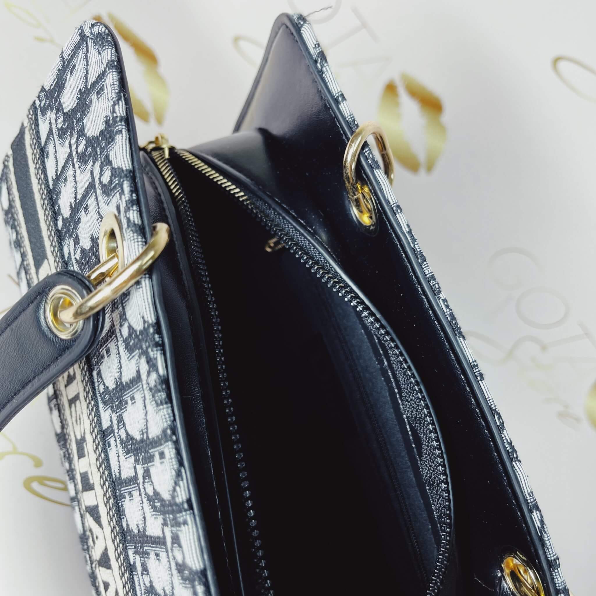 CD Monogram Addict Medium Shoulder Bag - Black & White Fabric Purse ...